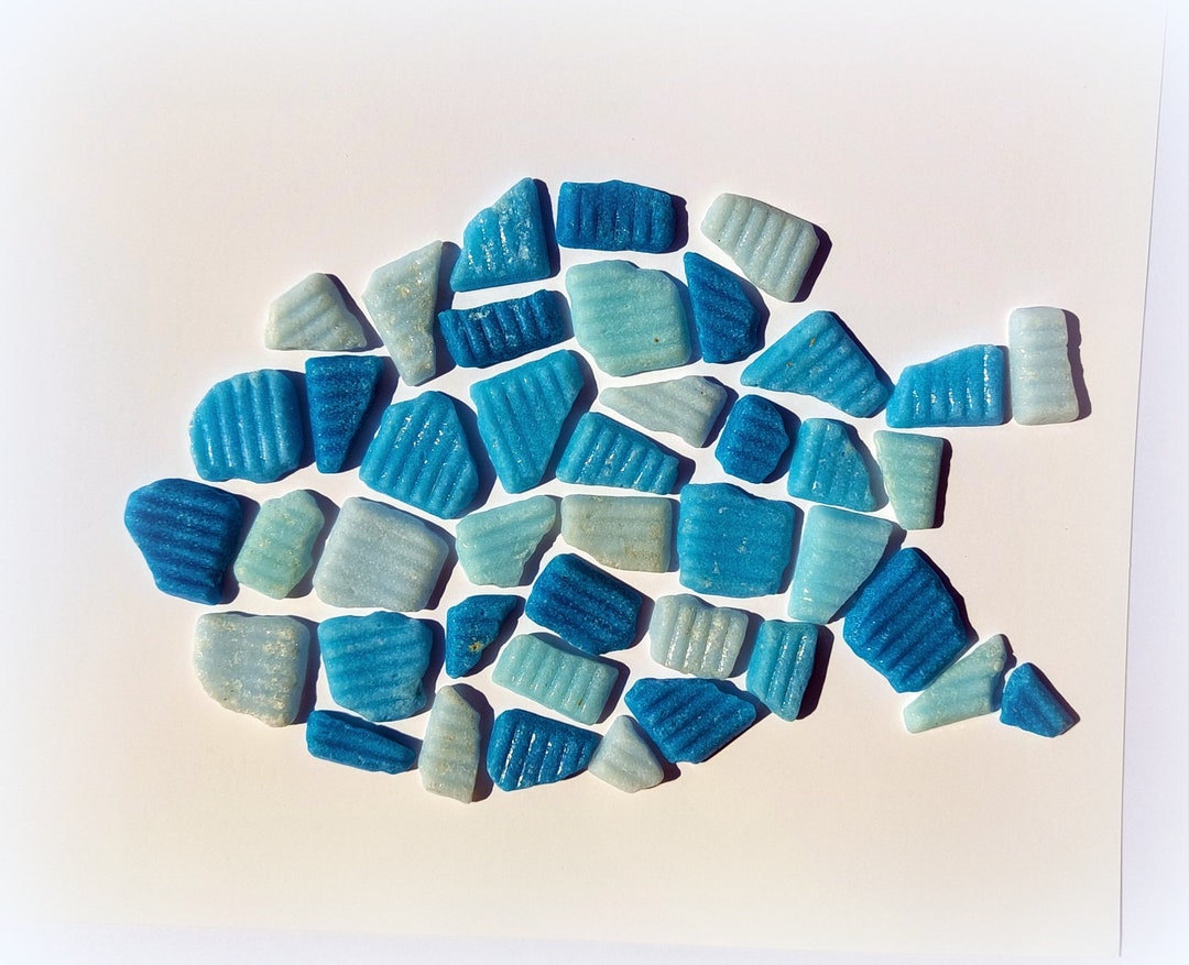 Genuine Adriatic Sea Blue Tiles, 42 Beach Treasures, Croatian Mosaic ...