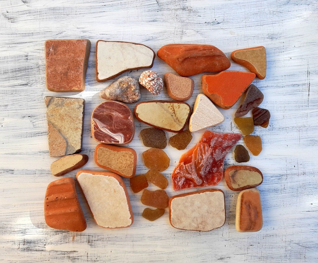 Beige Pottery & Brown Beach Mix: Unique Art Supply From Adriatic Sea ...