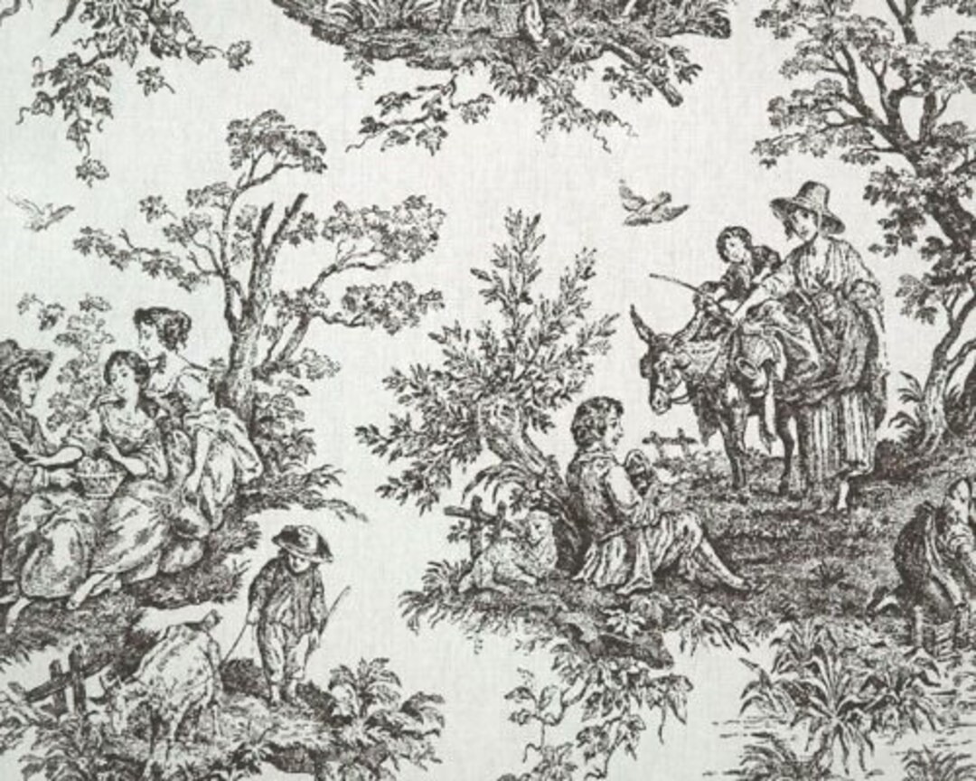 Premier Prints, Colonial Black Fabric, Toile Fabric, Home Decor Fabric ...