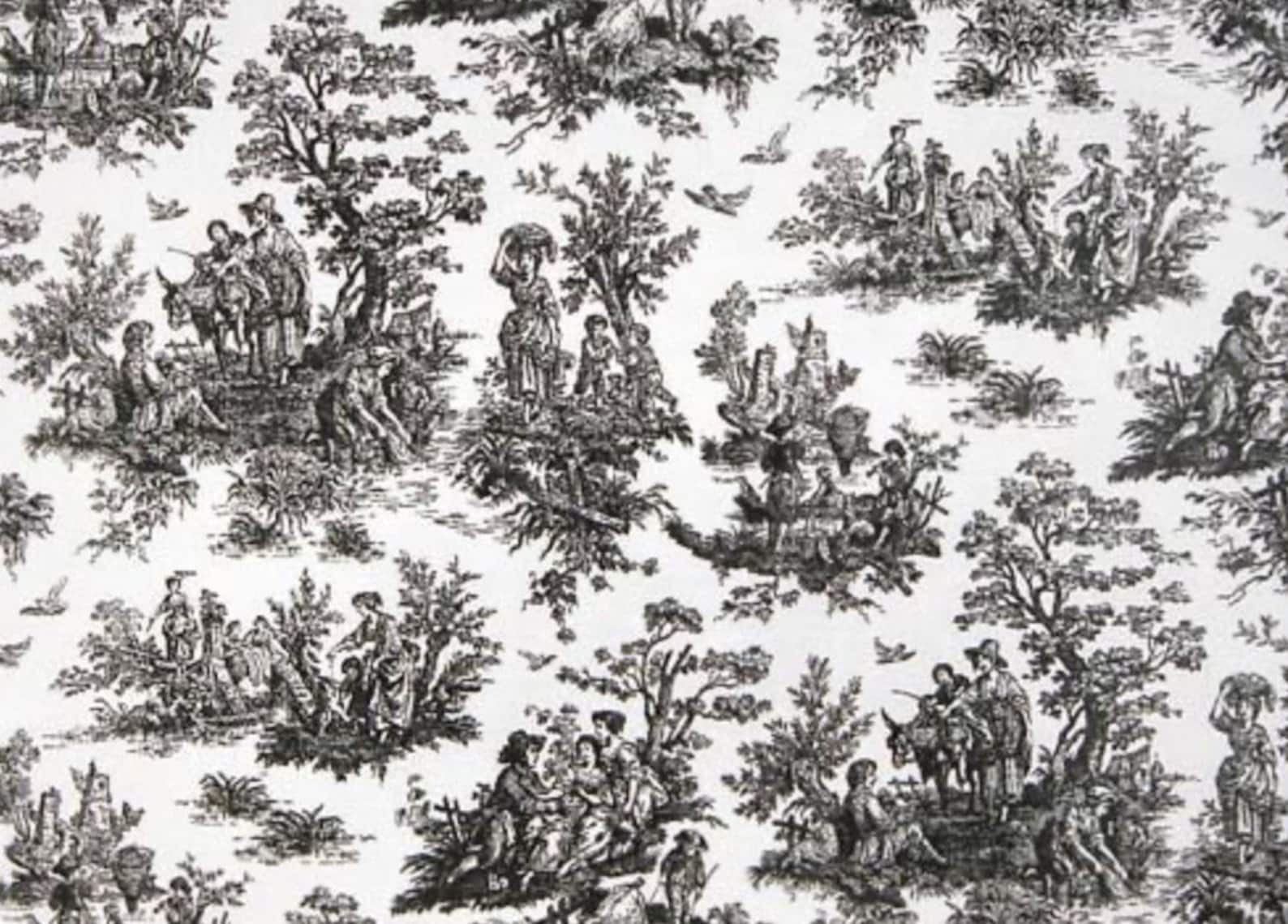 Premier Prints, Jamestown Black, Toile Fabric, Home Decor, Upholstery ...