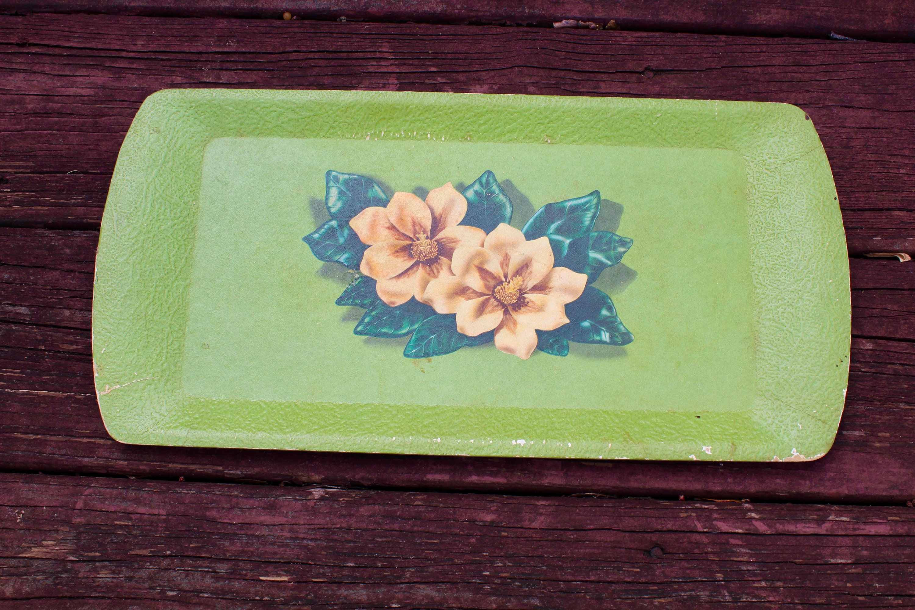 Set of 5 Vintage Pressboard Kentley Magnolia Trays - Etsy