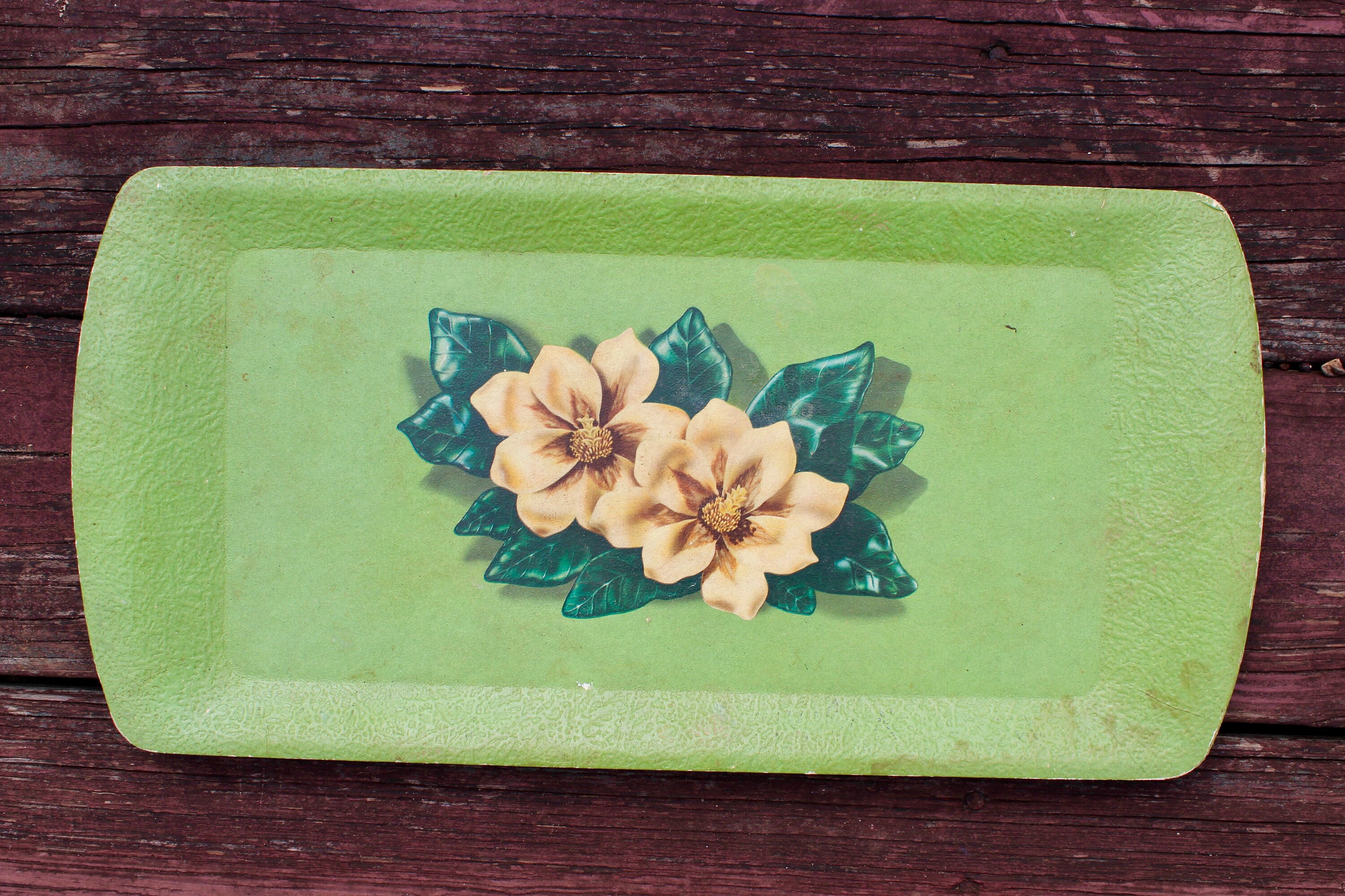 Set of 5 Vintage Pressboard Kentley Magnolia Trays - Etsy