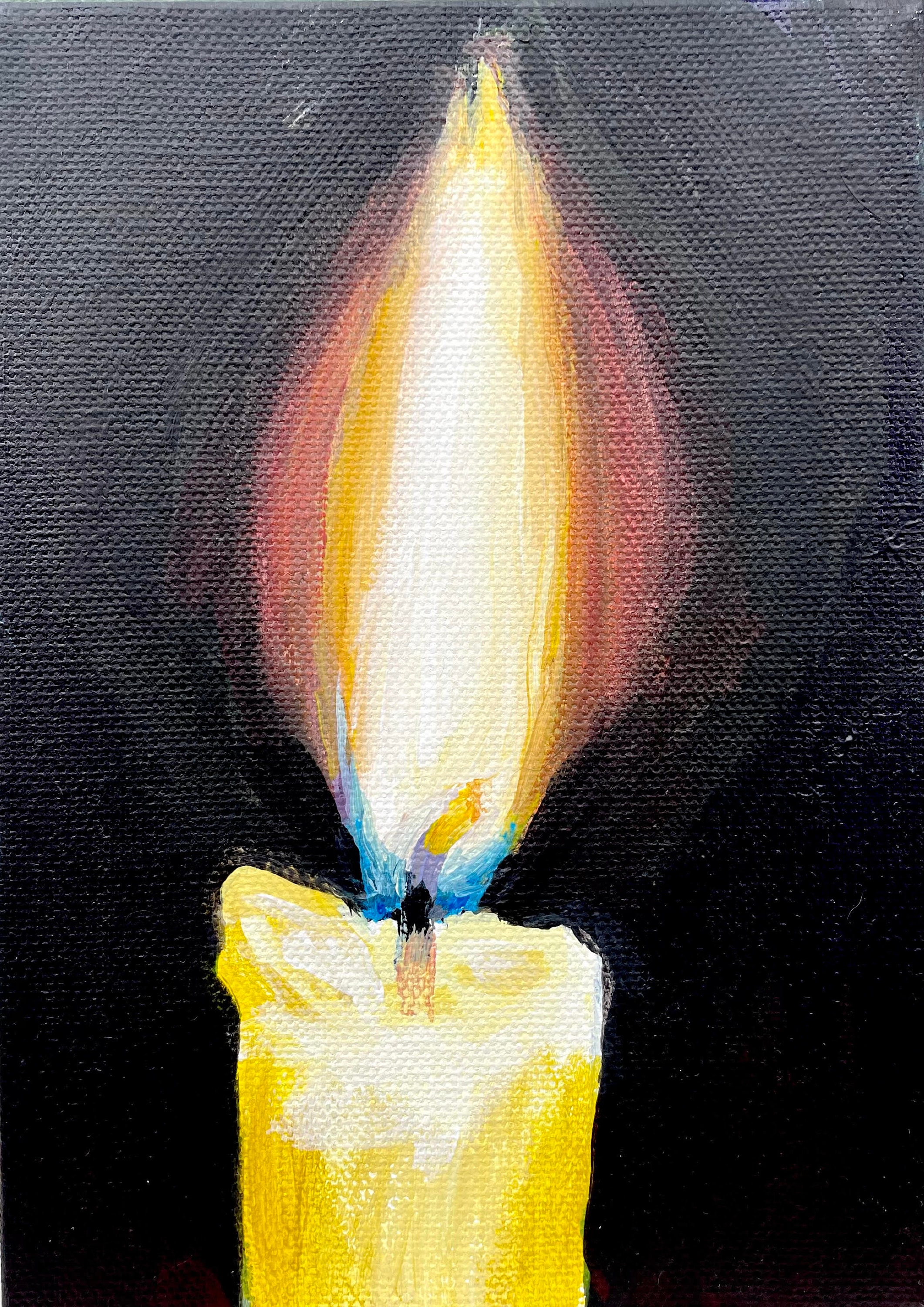 Original Candle Painting, Painting of Candle, Candle Flame Painting ...