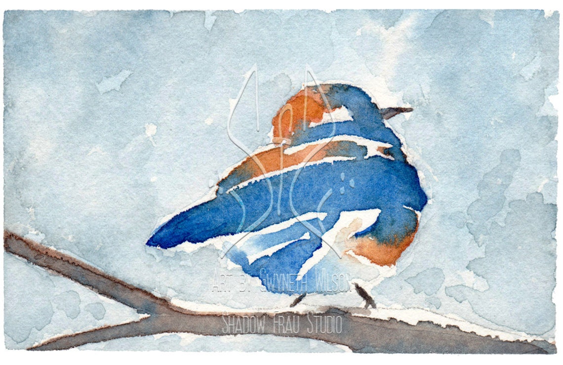 Bluebird in Snow 2 - Watercolor - Digital Download - Printable - Home ...