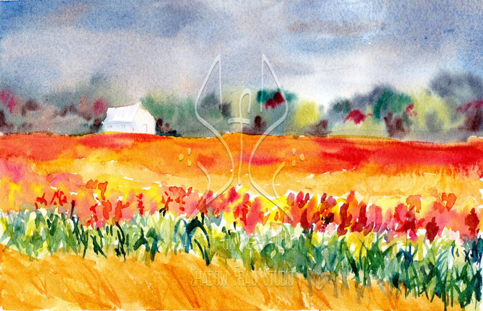 Autumn Field - Watercolor - Landscape - Digital Download - Printable ...