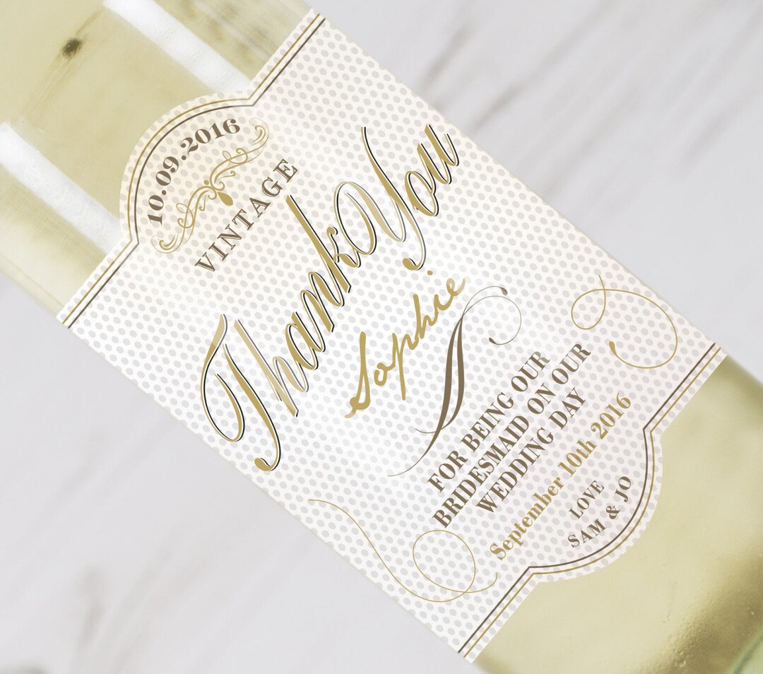 Thank You Wine Label - Etsy