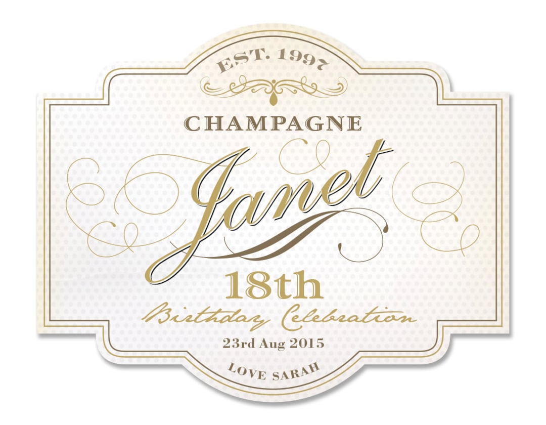 Birthday Champagne Label - Etsy