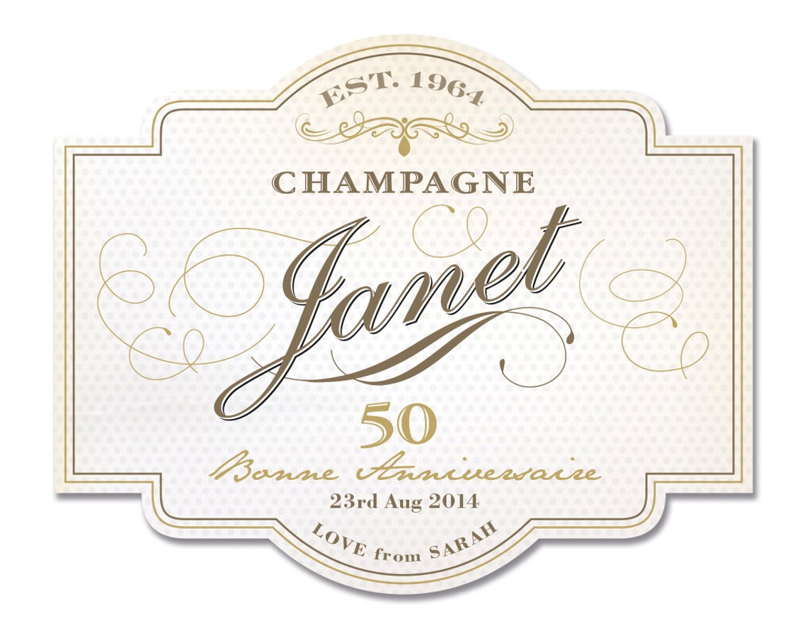 Champagne Label Personalised - Etsy