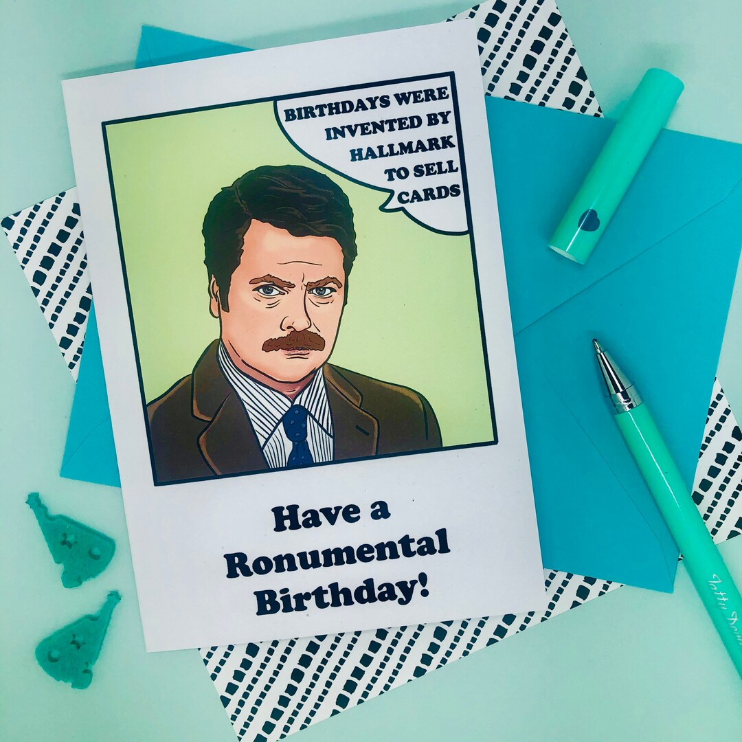 Ron Swanson Ronumental Personalised Birthday Card - Etsy