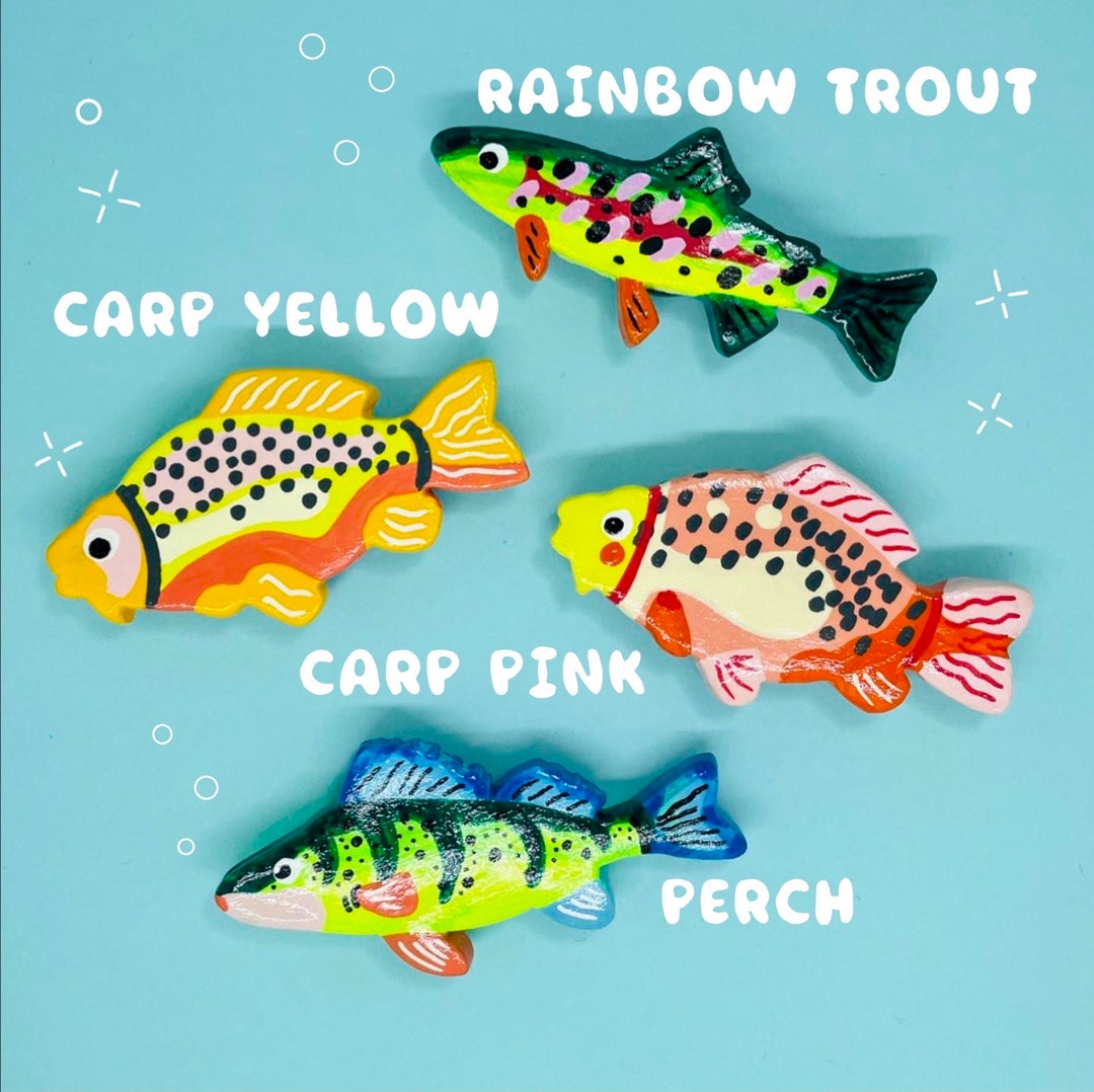 Fish Magnet, Carp Gift, Trout Magnet, Handmade Clay Gift, Animal Themed ...