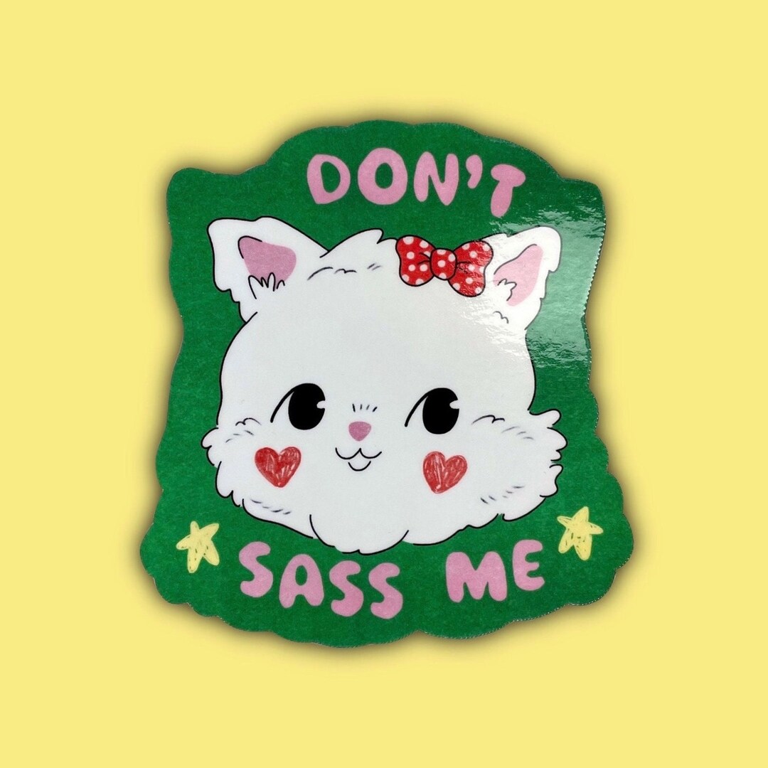 White Cat Sticker Sassy Cute Cat Drawing Snarky Cats for - Etsy