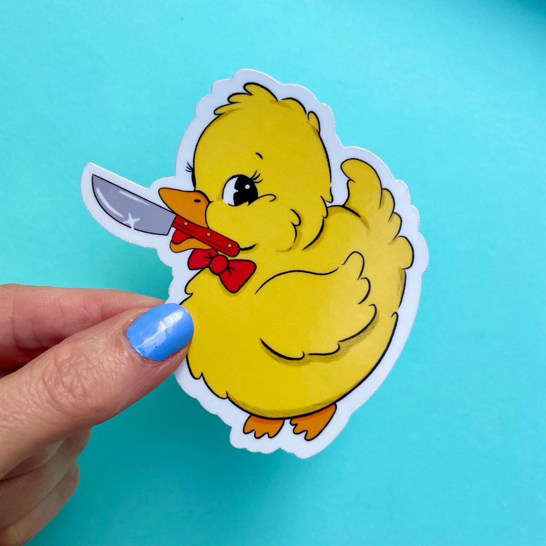 Yellow Duck Sticker Funny Duck Bird Drawing Cute Decals - Etsy