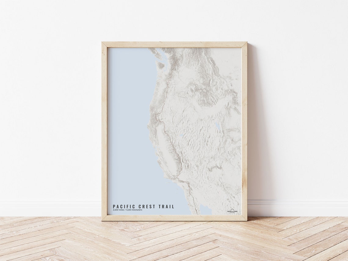 Pacific Crest Trail Map, PCT, Hiking Gift, Walking Gift, Thru-hiker ...