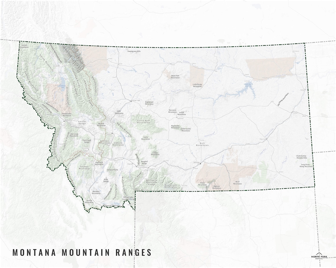 Montana Mountain Ranges Map, Map of Montana, Montana Map, Montana ...