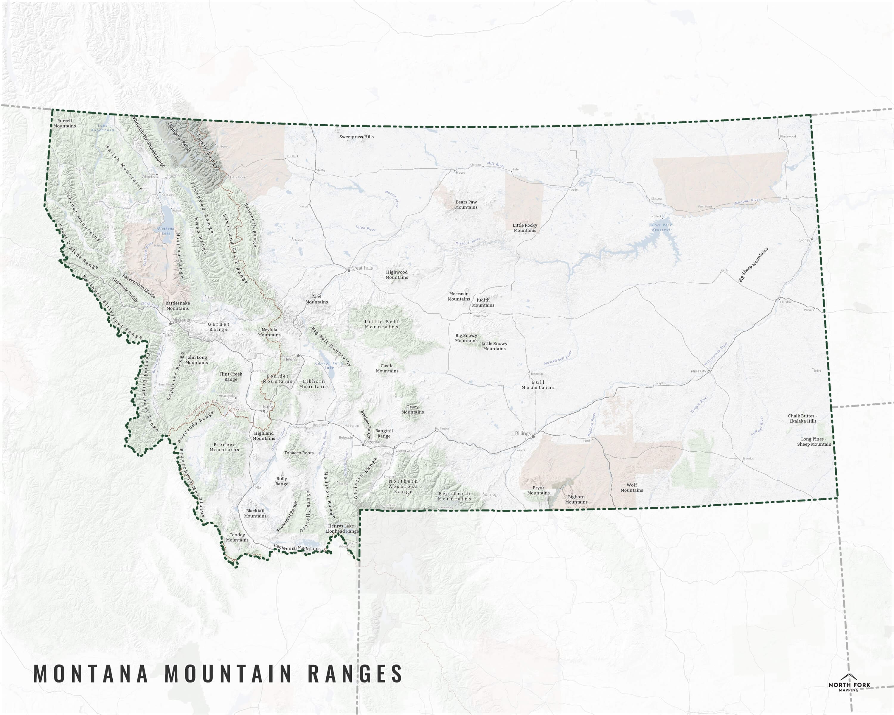 Montana Mountain Ranges Map, Map of Montana, Montana Map, Montana ...