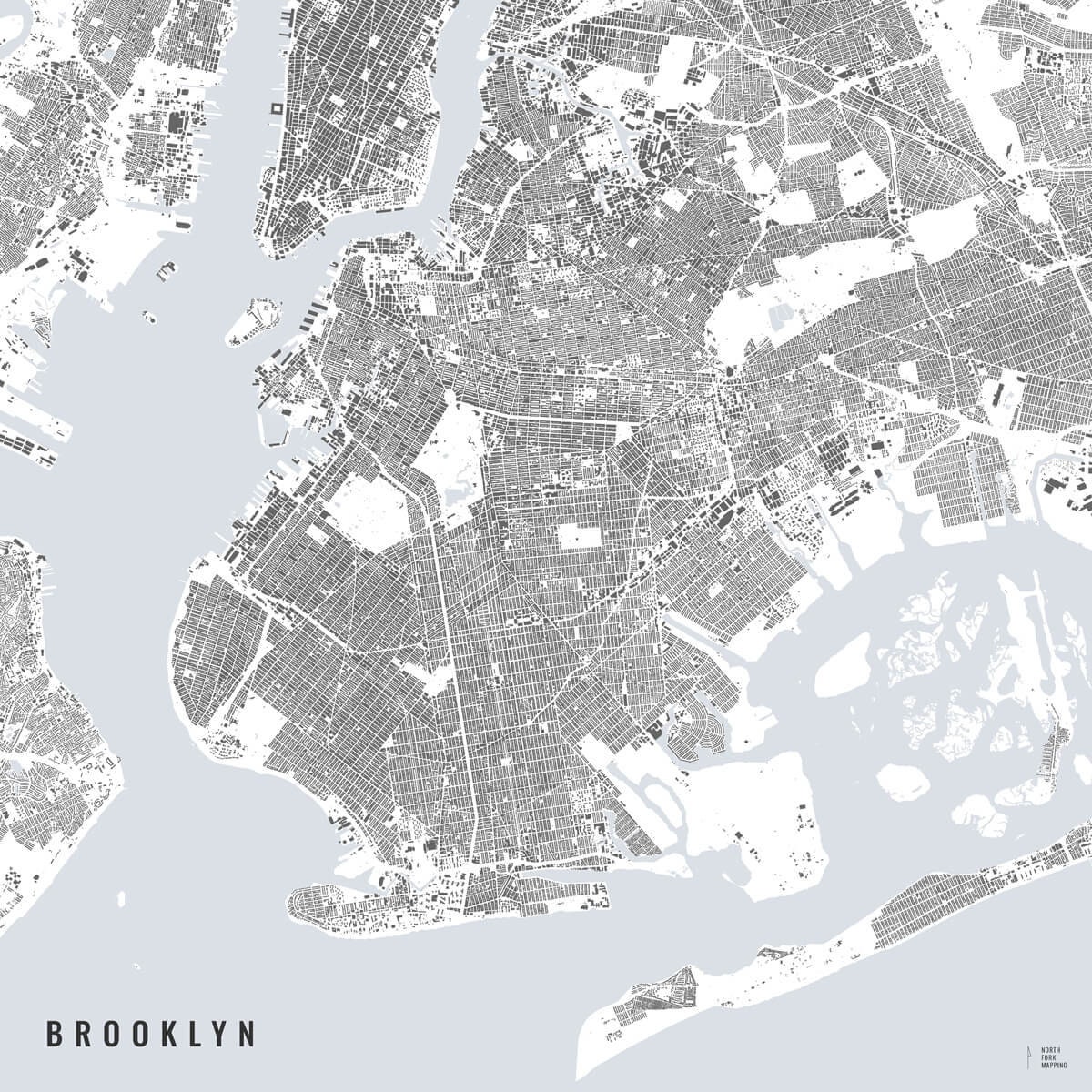 Brooklyn Map, Minimalist Map, Wall Art, New York Gift, Travel Map ...