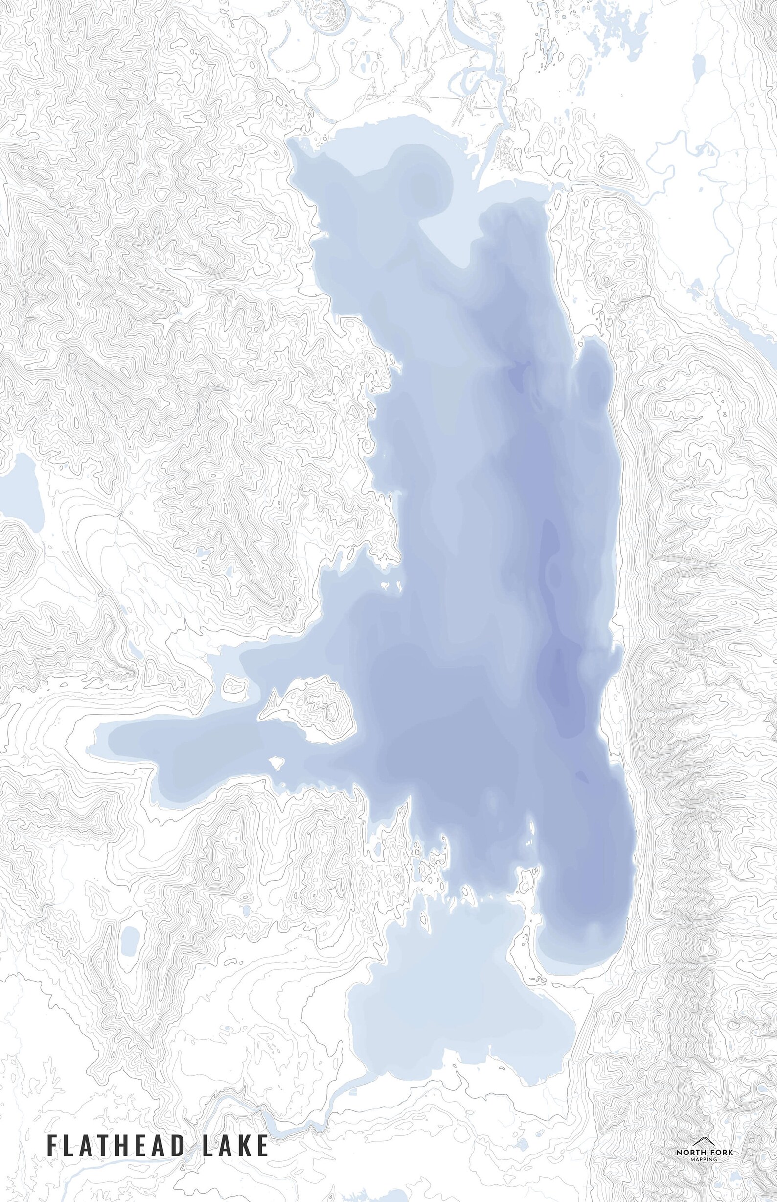 Flathead Lake Bathymetry Map - Flathead Lake, Flathead Lake Art ...