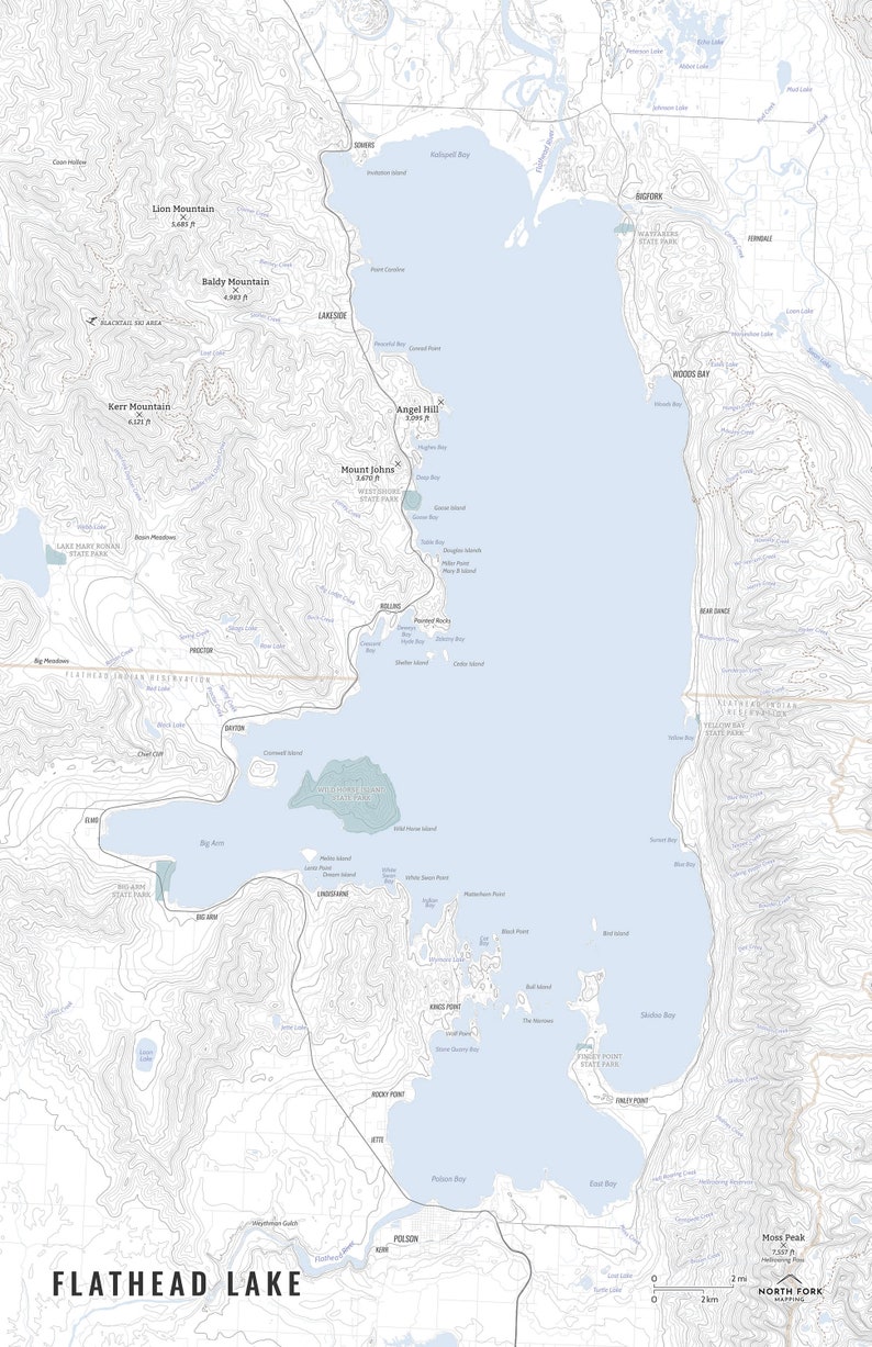 Flathead Lake Map - Flathead Lake, Flathead Lake Art, Flathead Lake ...