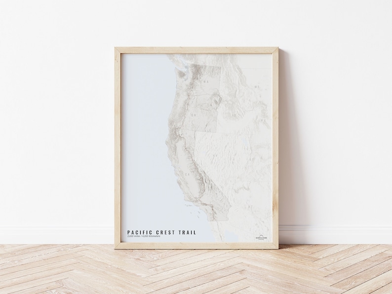 Pacific Crest Trail Map, PCT, Hiking Gift, Walking Gift, Thru-hiker ...