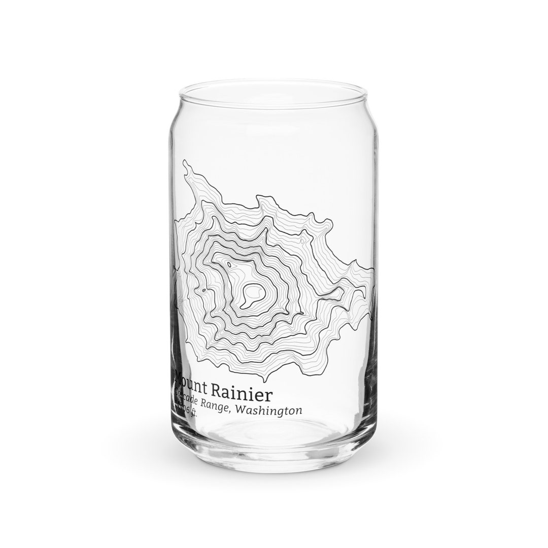 Mount Rainier Topographic Glass, Mount Rainier, Can Glass, Topographic ...
