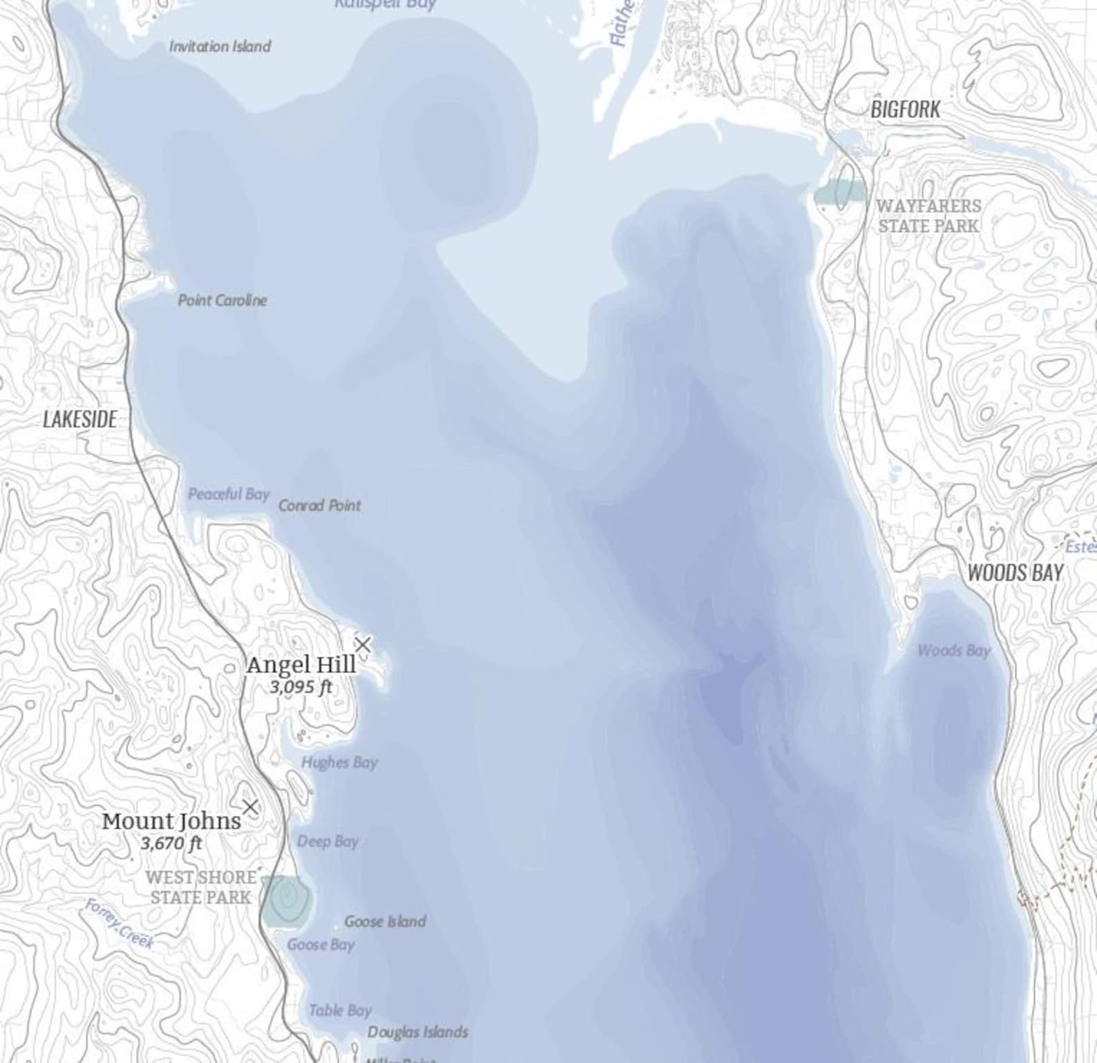 Flathead Lake Bathymetry Map - Flathead Lake, Flathead Lake Art ...