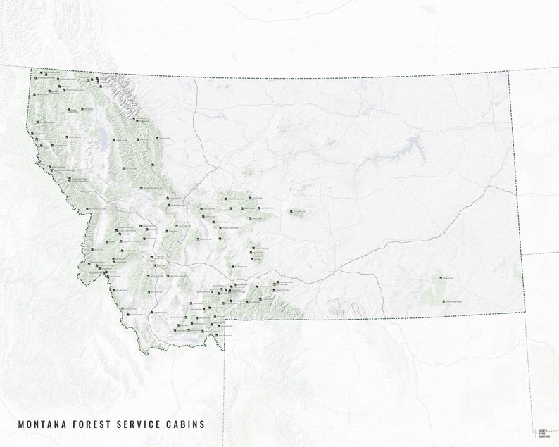 Montana Forest Service Cabin Map Forest Service USFS Forest - Etsy