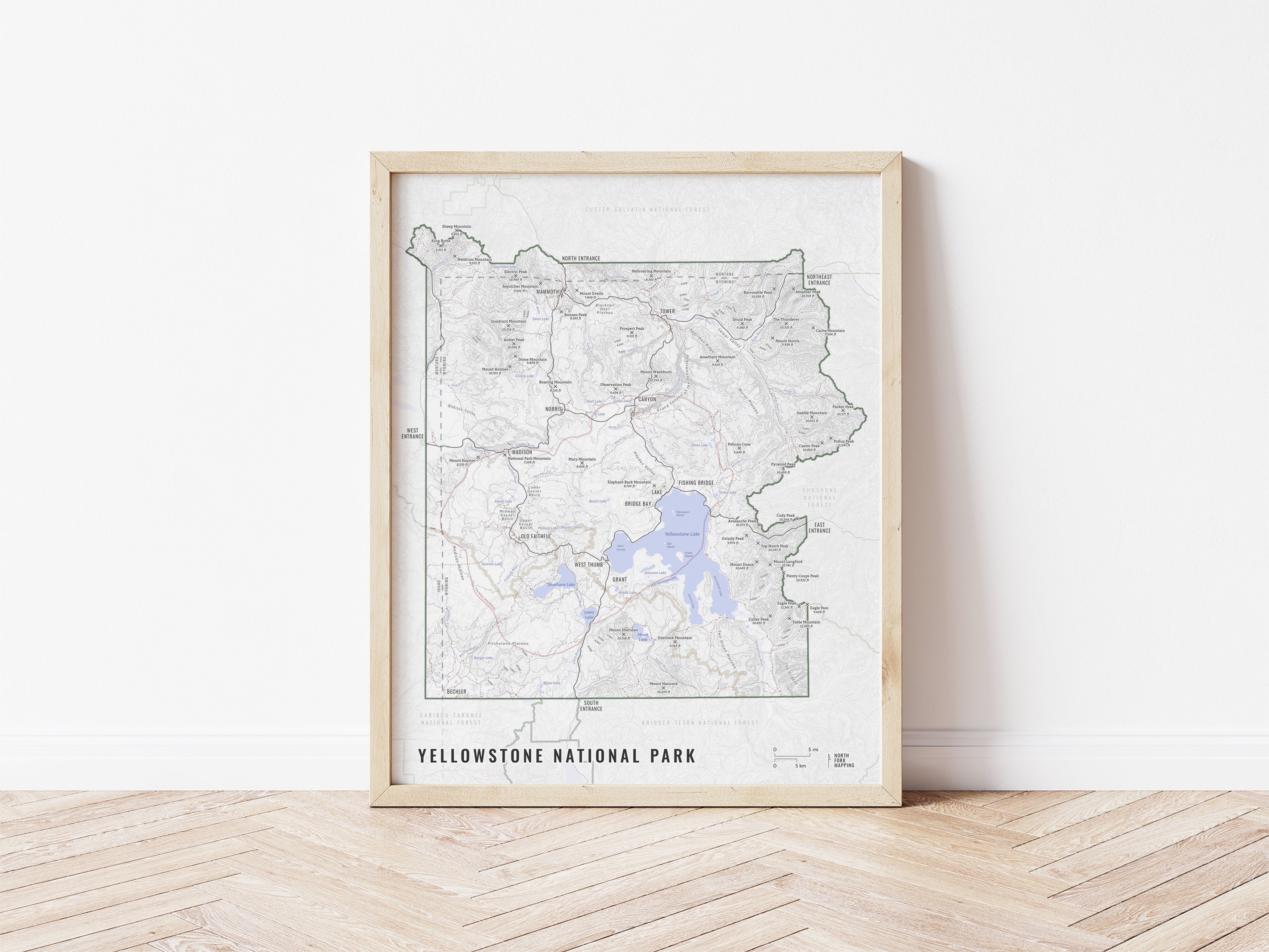 Yellowstone National Park Map, Yellowstone Poster, Yellowstone Wall Art ...