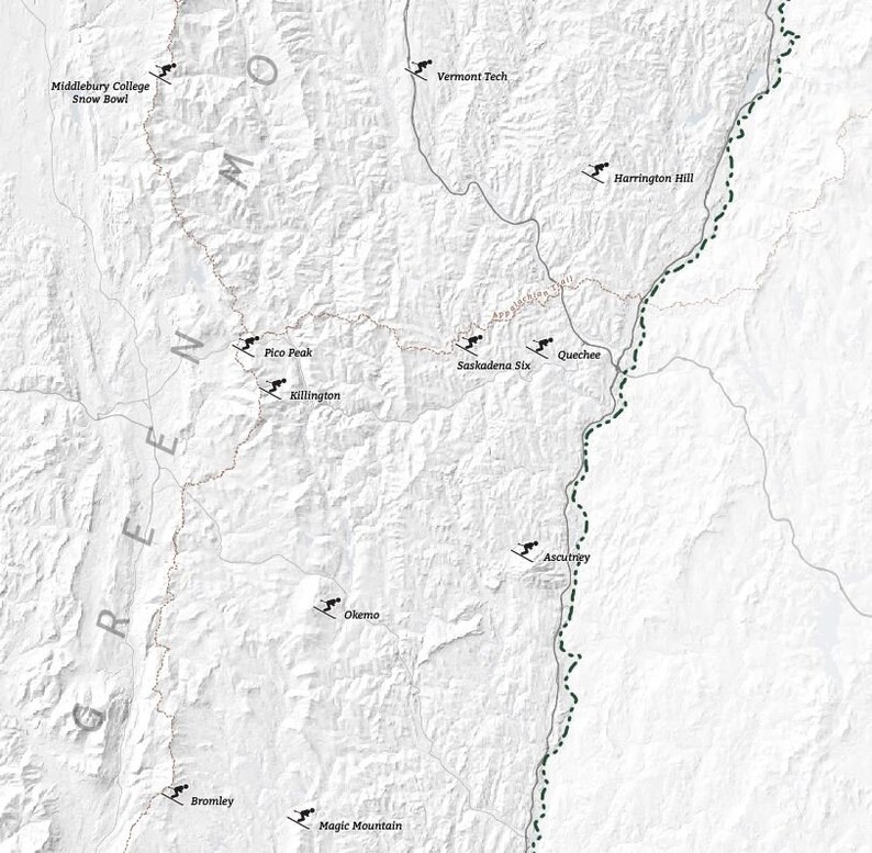 Vermont Ski Map - Mount Snow, Stratton, Magic Mountain, Bromley, Okemo ...