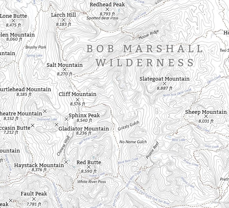 Bob Marshall Wilderness Map, The Bob Marshall, The Bob, Bob Marshall ...