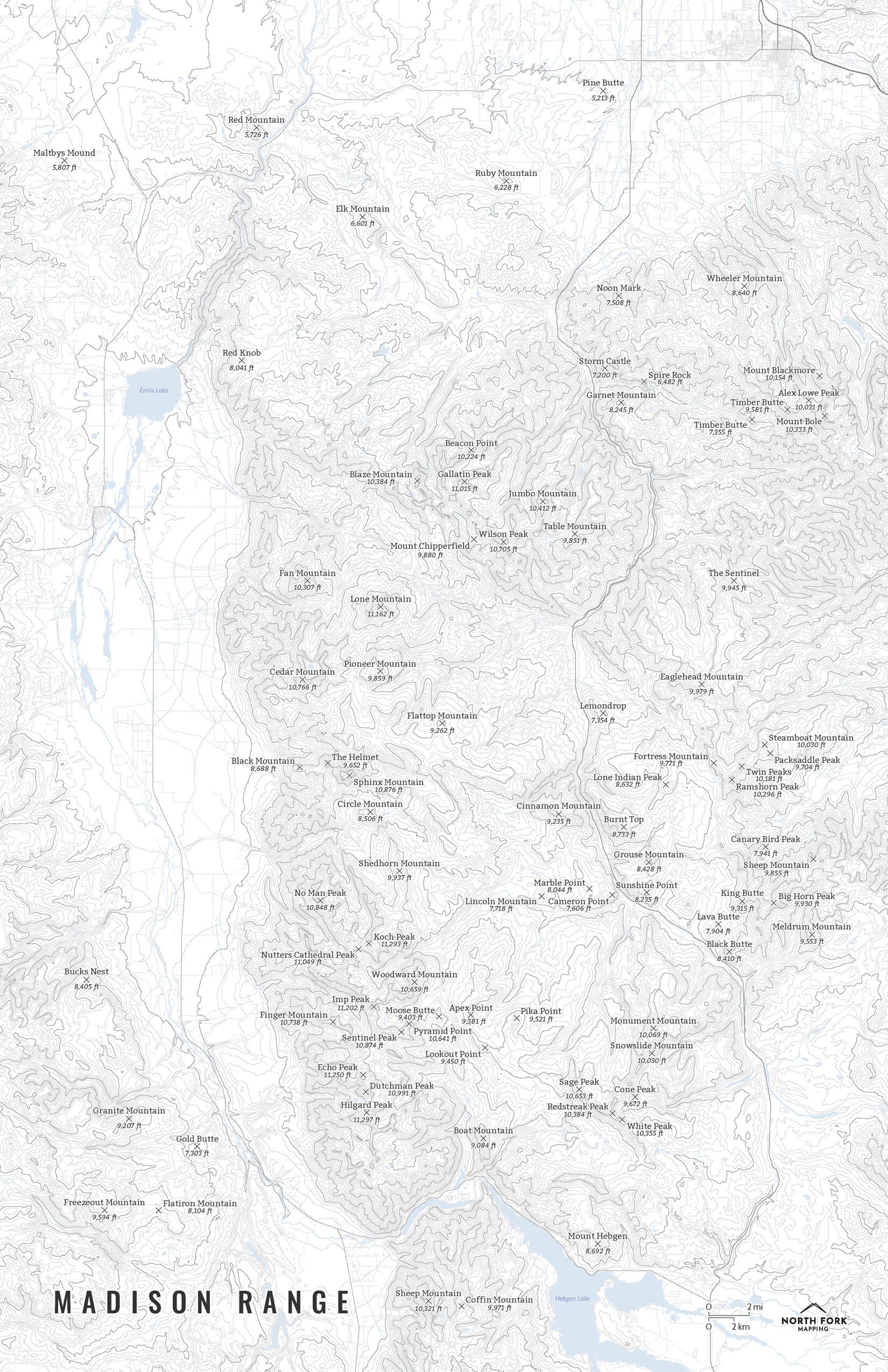 Madison Range Map - Madison Mountains, Madison Range, Ennis Montana ...