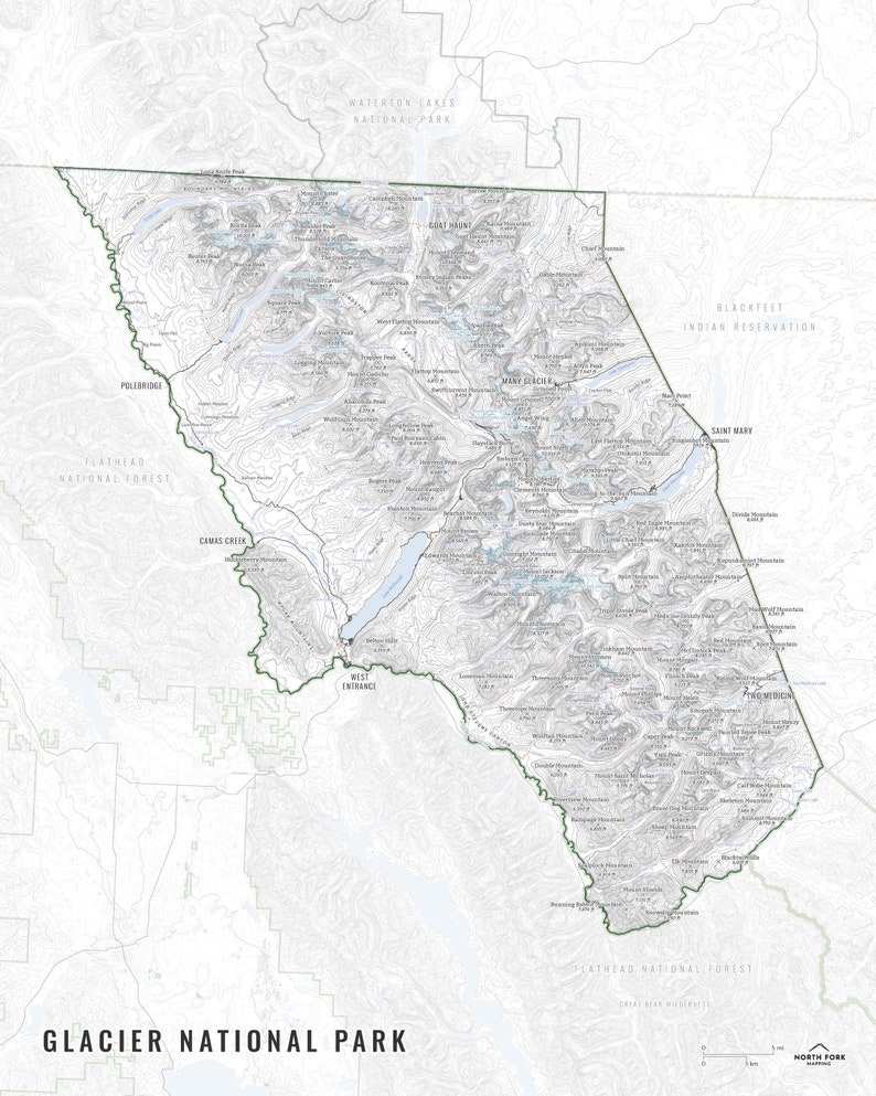 Glacier National Park Map, Glacier Poster, Glacier Wall Art, Glacier NP ...