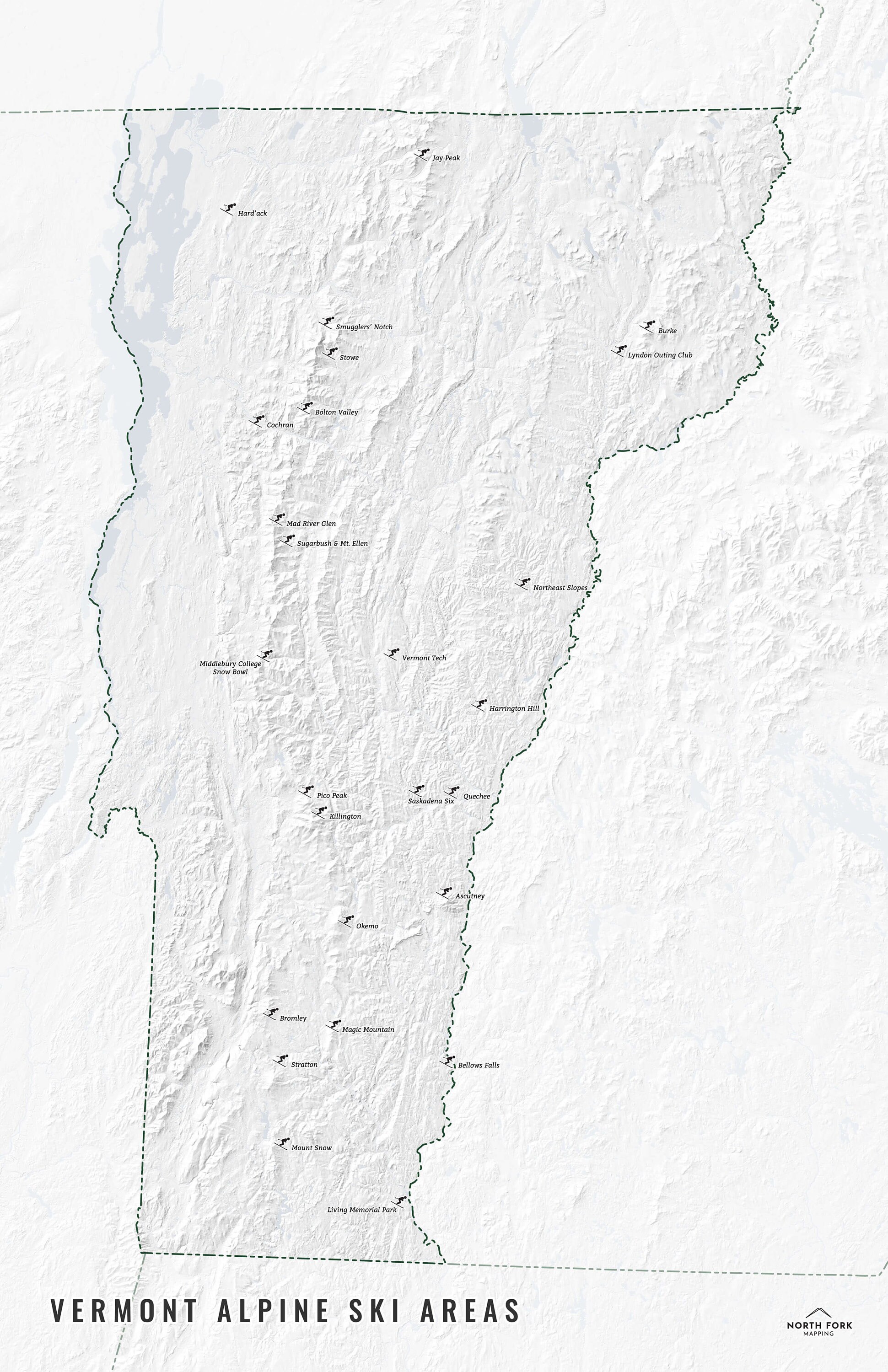 Vermont Ski Map - Mount Snow, Stratton, Magic Mountain, Bromley, Okemo ...
