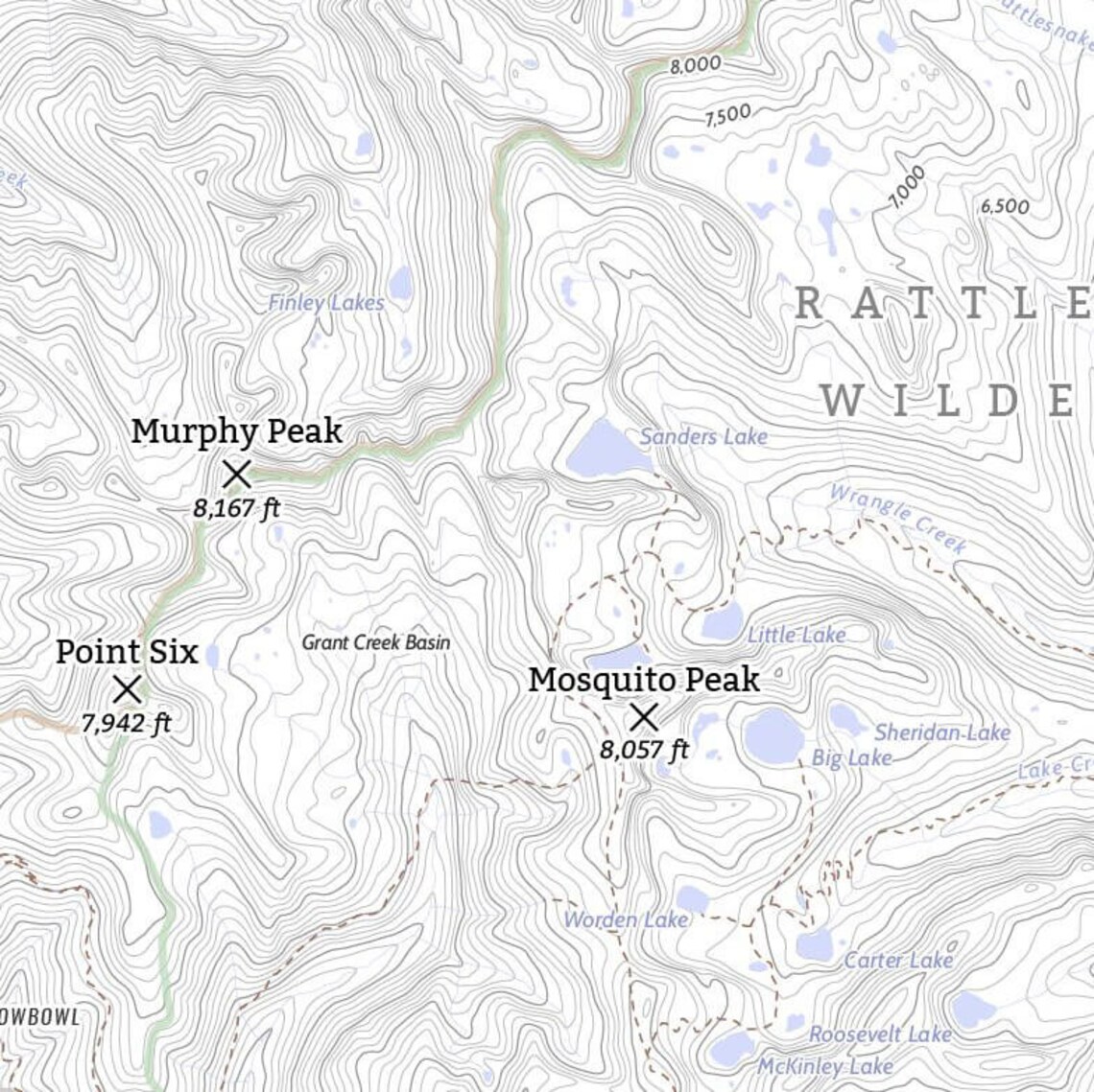 Rattlesnake Wilderness Map Rattlesnake Wilderness, Mosquito Peak ...