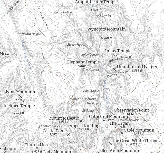 Zion National Park Map, Zion Poster, Zion Wall Art, Zion NP, the ...