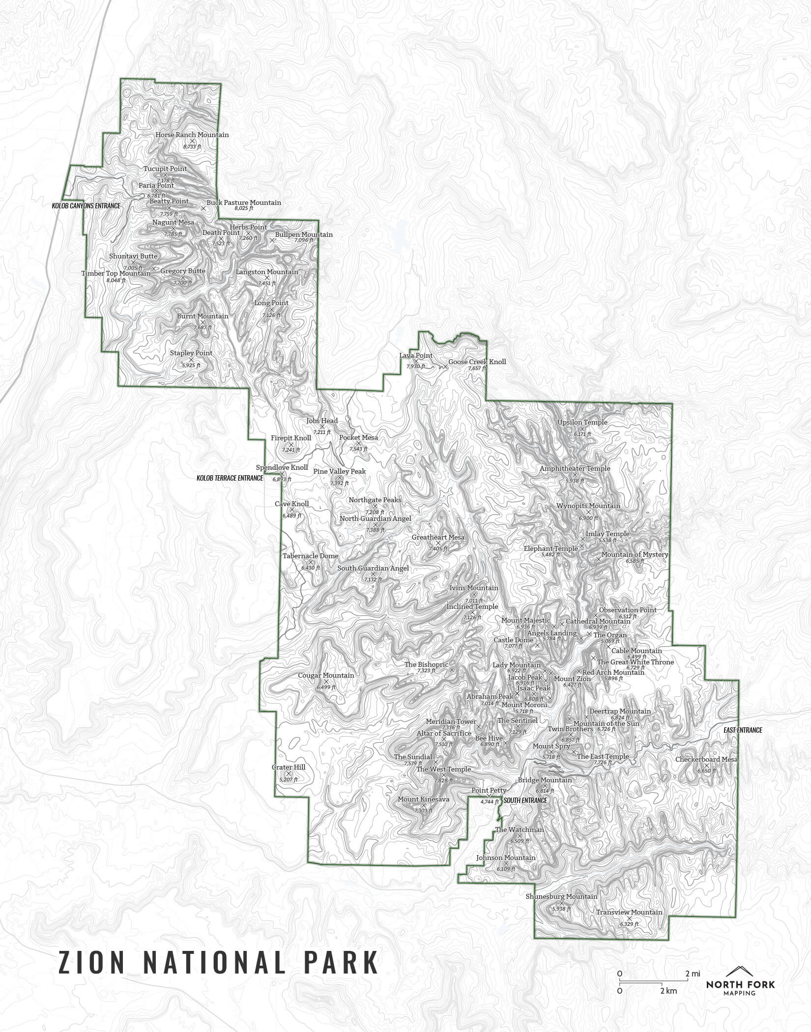 Zion National Park Map, Zion Poster, Zion Wall Art, Zion NP, the ...