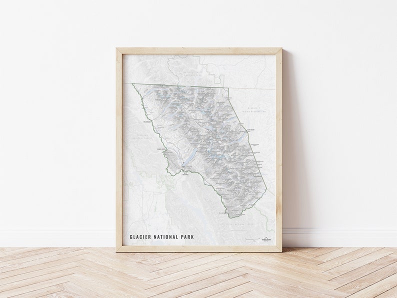 Glacier National Park Map, Glacier Poster, Glacier Wall Art, Glacier NP ...