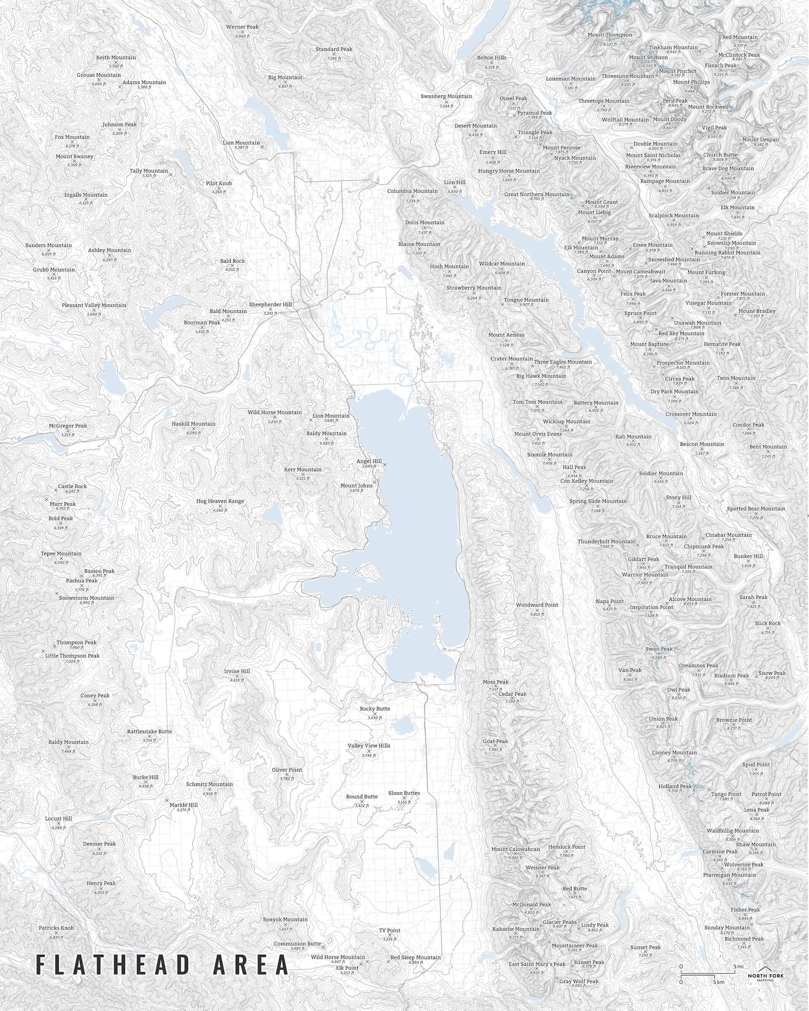 Flathead Area Map - Flathead Lake, Flathead Lake Art, Flathead Lake ...