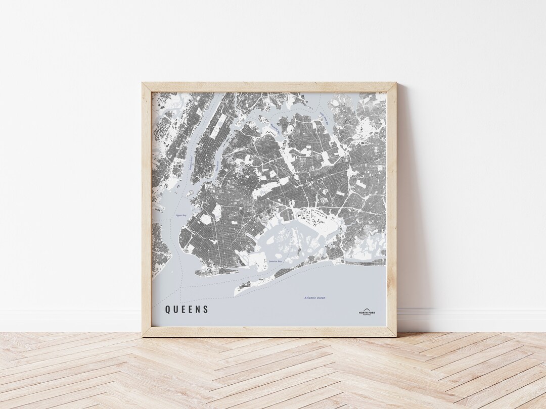 Queens Map, Minimalist Map, Wall Art, New York Gift, Travel Map, Queens ...