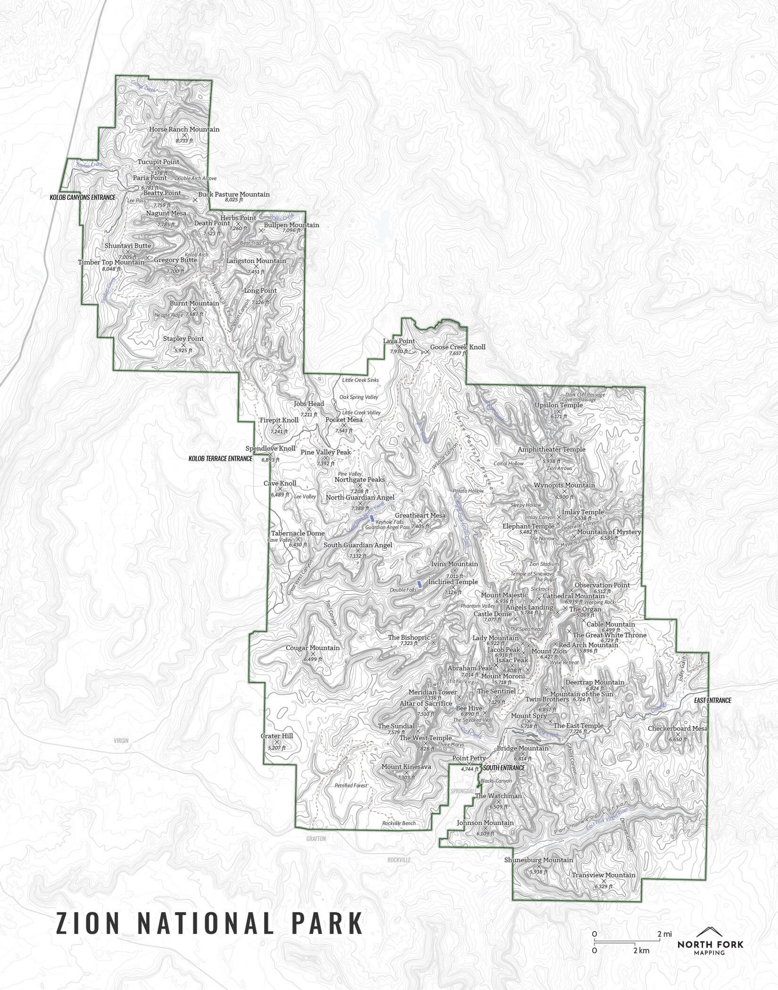 Zion National Park Map, Zion Poster, Zion Wall Art, Zion NP, the ...