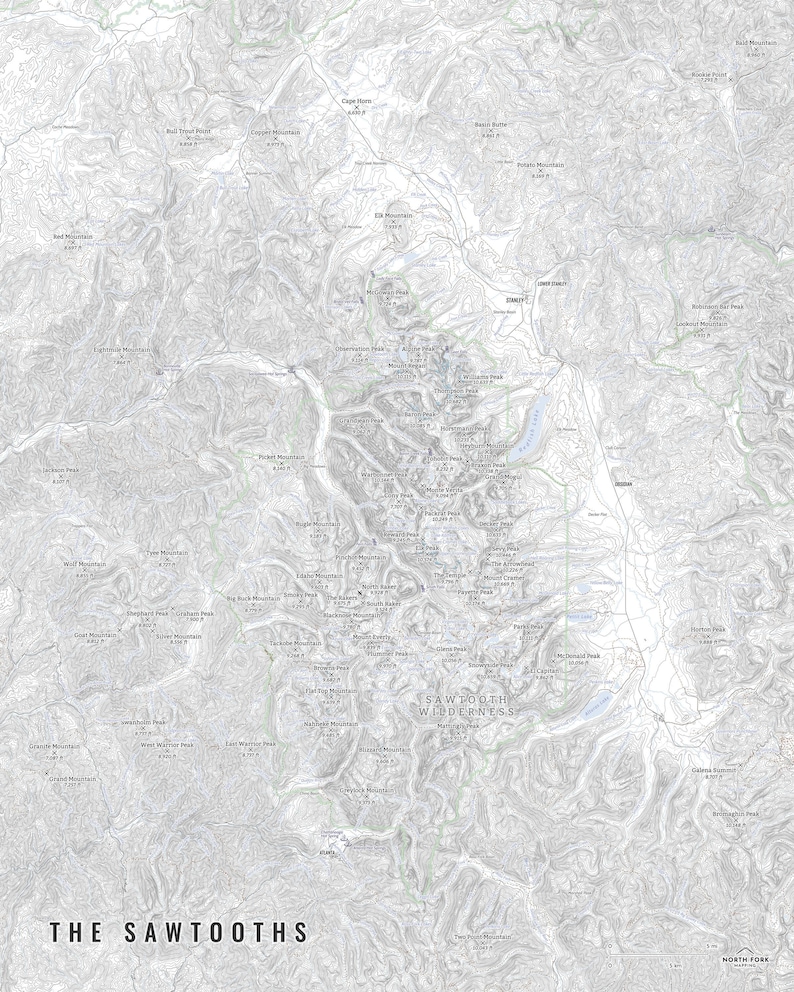 Sawtooths Map - the Sawtooths, Sawtooth Mountains, Idaho Mountain Map ...