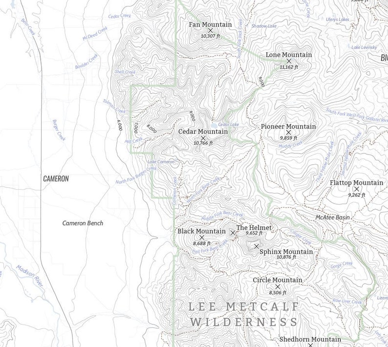 Madison Range Map - Madison Mountains, Madison Range, Ennis Montana ...