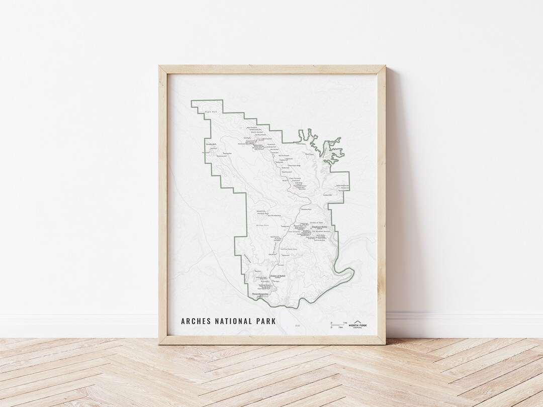 Arches National Park Map, Arches Poster, Arches Wall Art, Arches NP ...