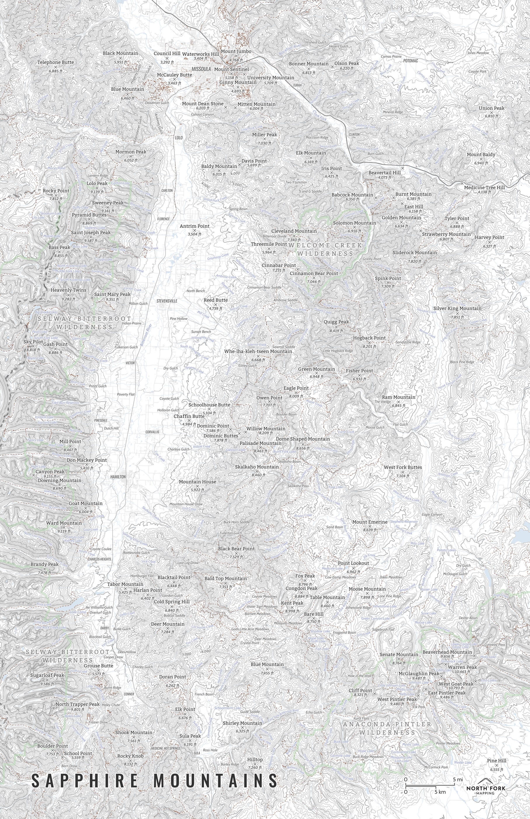 Sapphire Mountains Map - Sapphire Range, Sapphire Mountains, the Sapphires, Lolo Montana ...