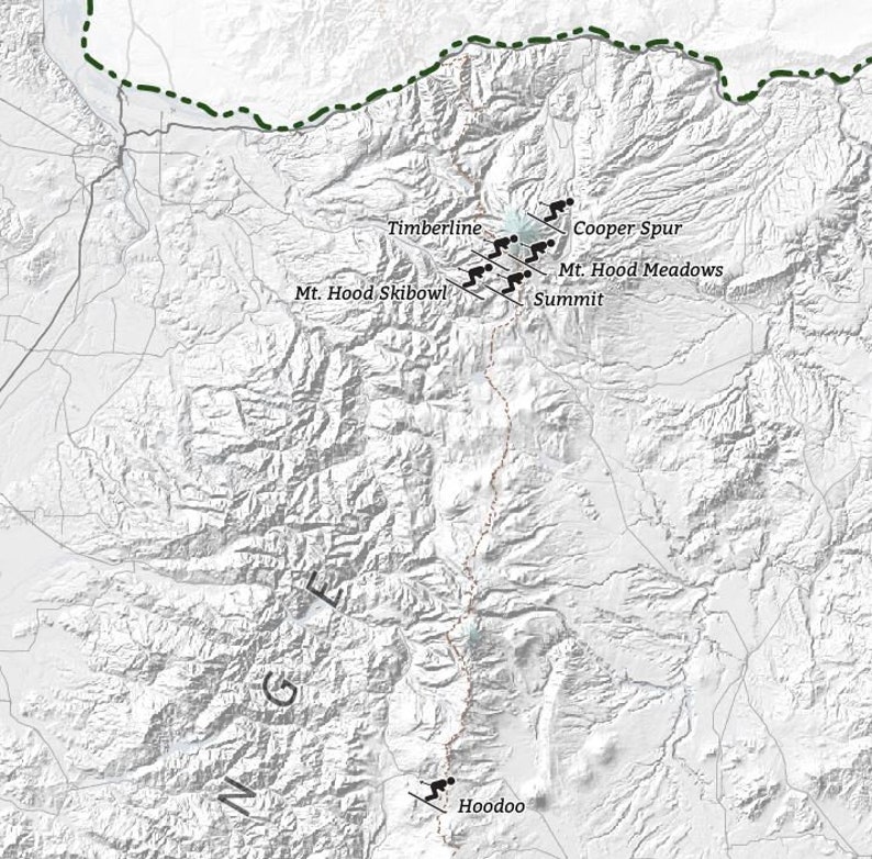 Oregon Ski Map - Anthony Lakes, Ferguson Ridge, Mt. Ashland, Mt ...