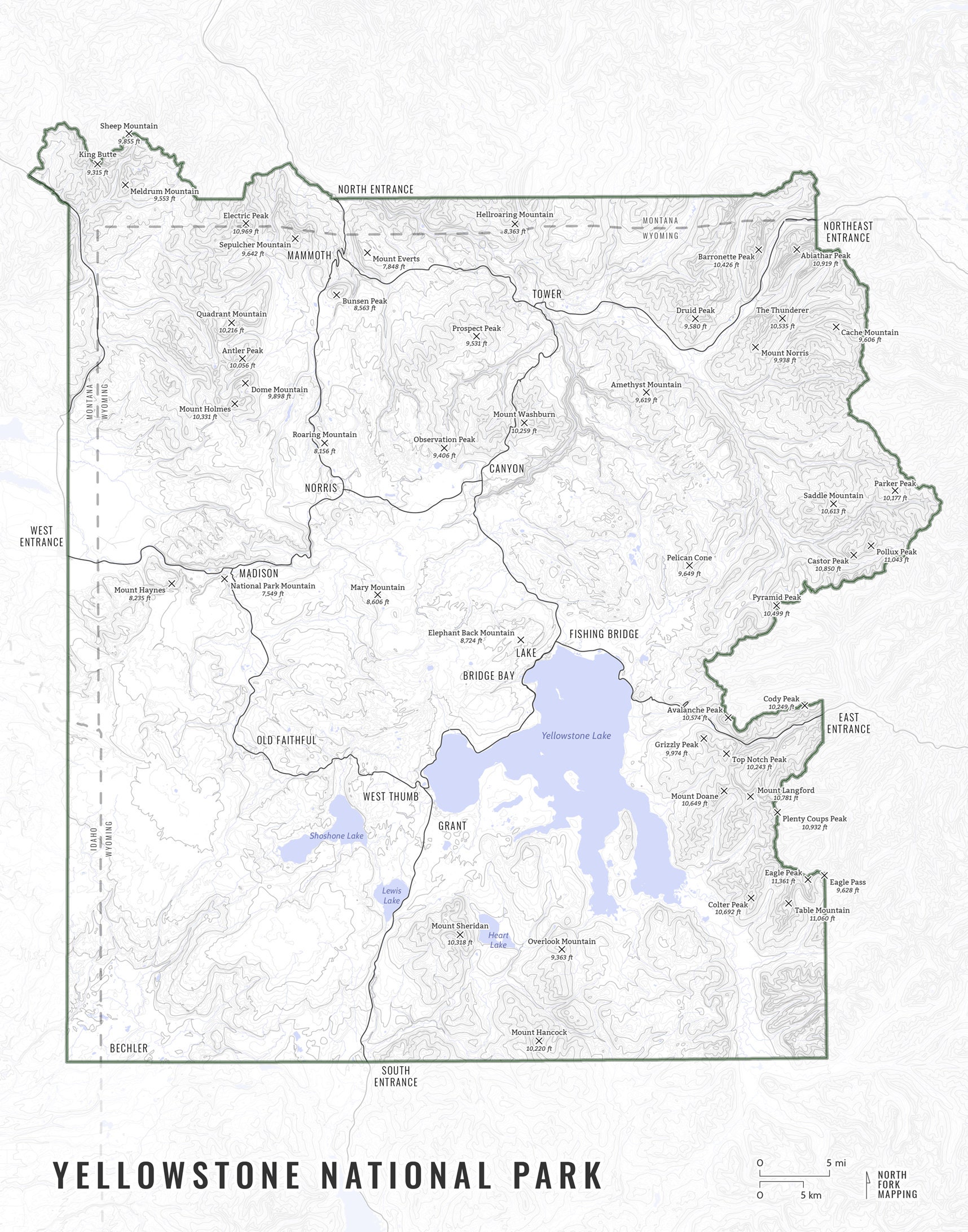 Yellowstone National Park Map, Yellowstone Poster, Yellowstone Wall Art ...
