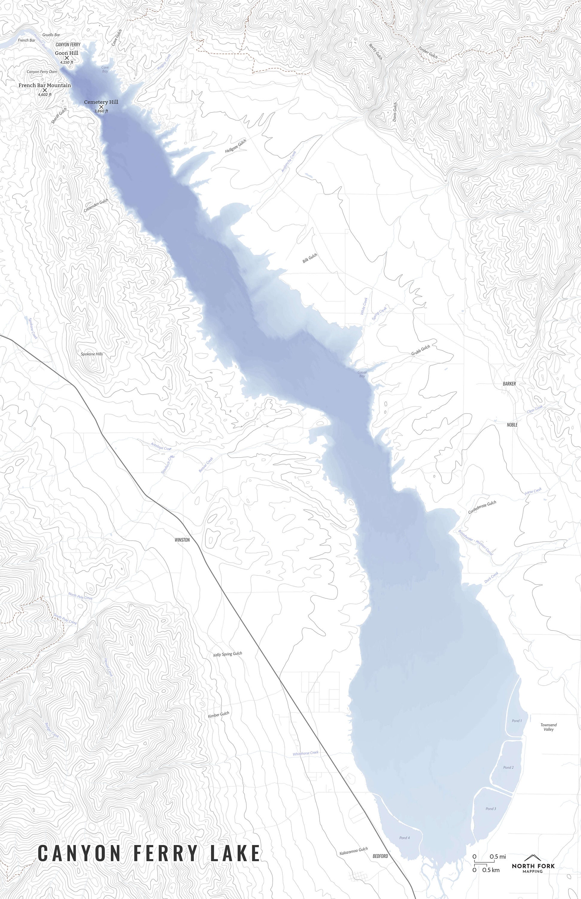 Canyon Ferry Lake Bathymetry Map - Canyon Ferry Lake, Canyon Ferry Lake ...