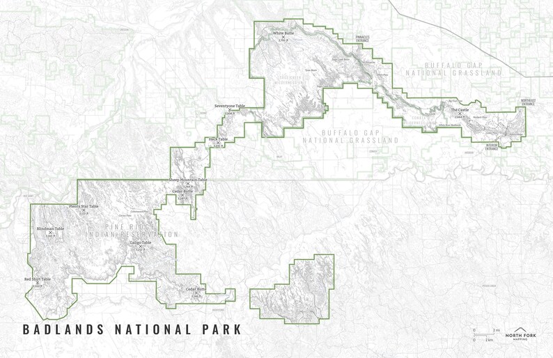 Badlands National Park Map, Badlands Poster, Badlands Wall Art ...