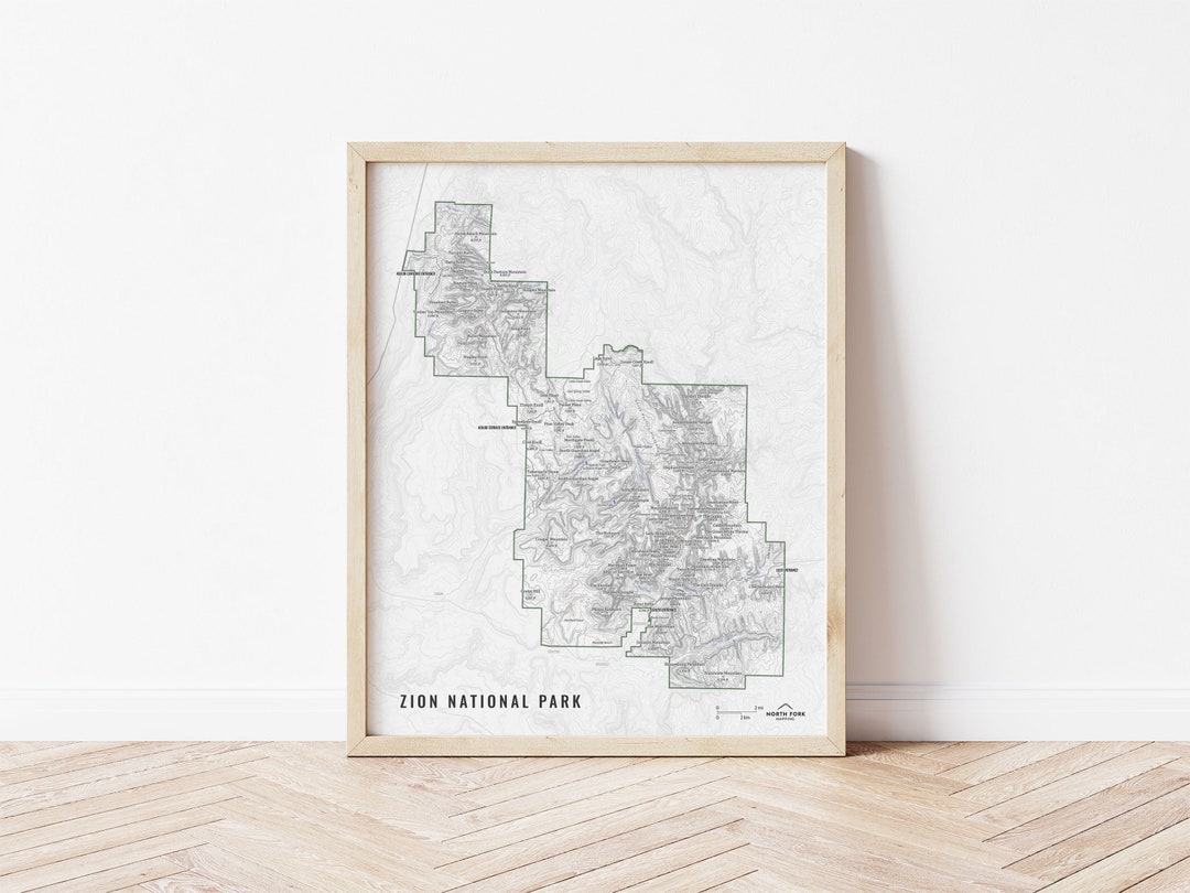 Zion National Park Map, Zion Poster, Zion Wall Art, Zion NP, the ...