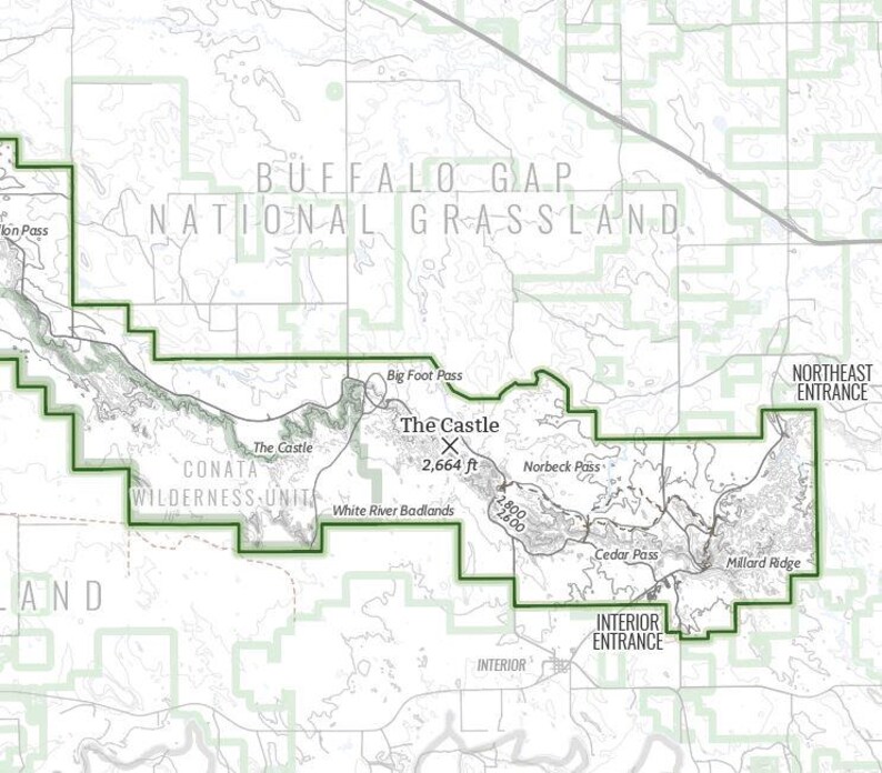 Badlands National Park Map, Badlands Poster, Badlands Wall Art ...