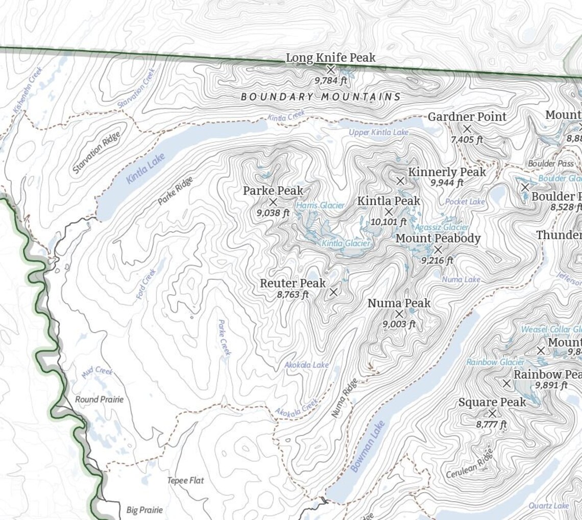 Glacier National Park Map, Glacier Poster, Glacier Wall Art, Glacier NP ...
